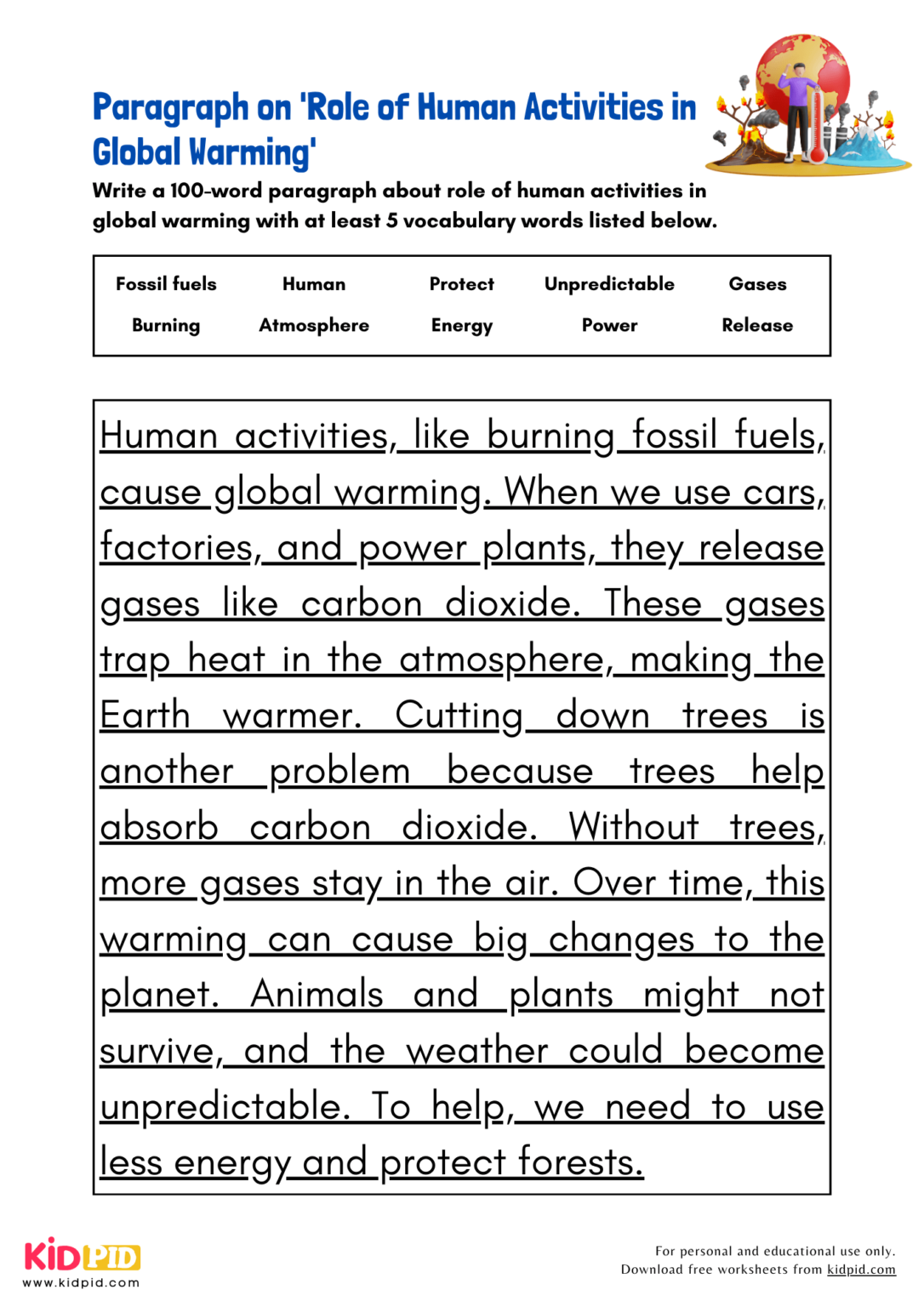 Paragraph on 'Role of Human Activities in Global Warming' - Kidpid