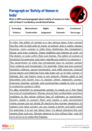Paragraph on 'Safety of Women in India' - Kidpid