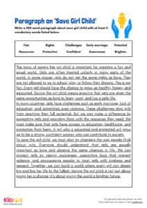 Paragraph on 'Save Girl Child' - Kidpid