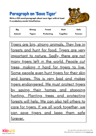 Paragraph on 'Save Tiger' - Kidpid