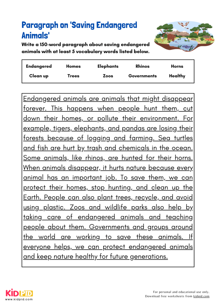 Paragraph on 'Saving Endangered Animals' - Kidpid
