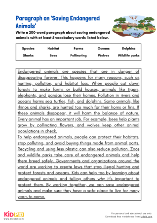 Paragraph on 'Saving Endangered Animals' - Kidpid