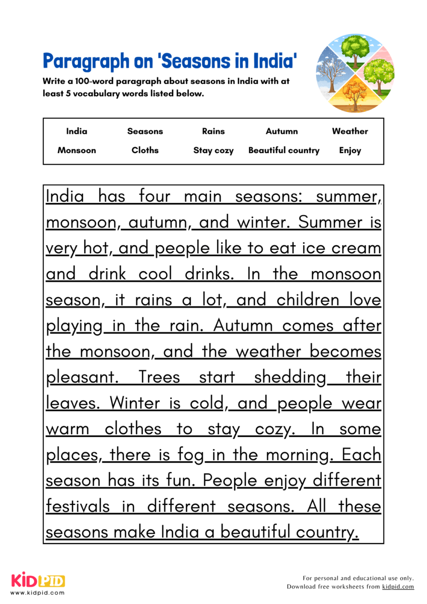 Paragraph on 'Seasons in India' - Kidpid