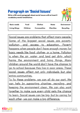 Paragraph on 'Social Issues' - Kidpid