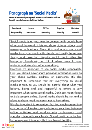 Paragraph on 'Social Media' - Kidpid