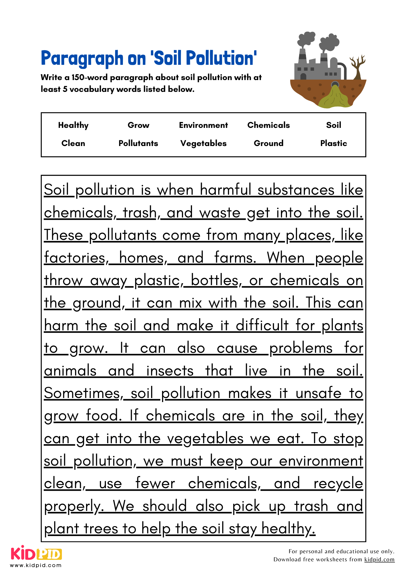 Paragraph on 'Soil Pollution' - Kidpid
