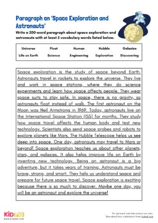 Paragraph on 'Space Exploration and Astronauts' - Kidpid