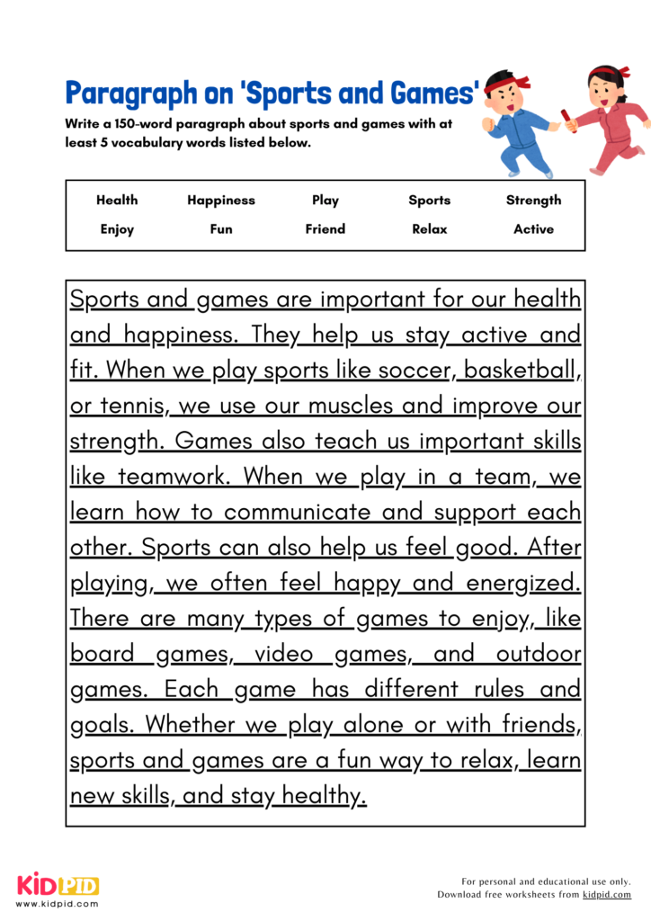 Paragraph on 'Sports and Games' - Kidpid