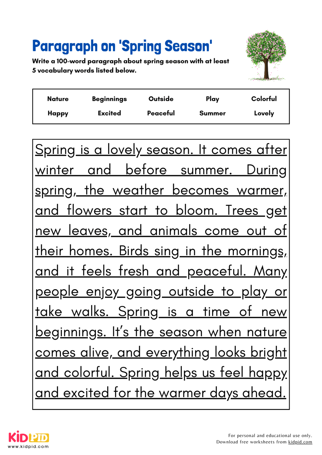 Paragraph on 'Spring Season' - Kidpid