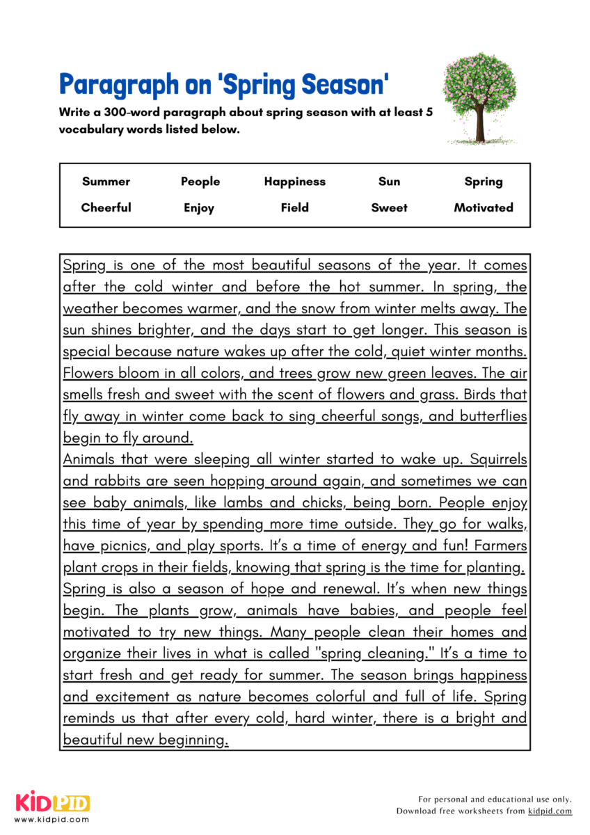 Paragraph on 'Spring Season' - Kidpid