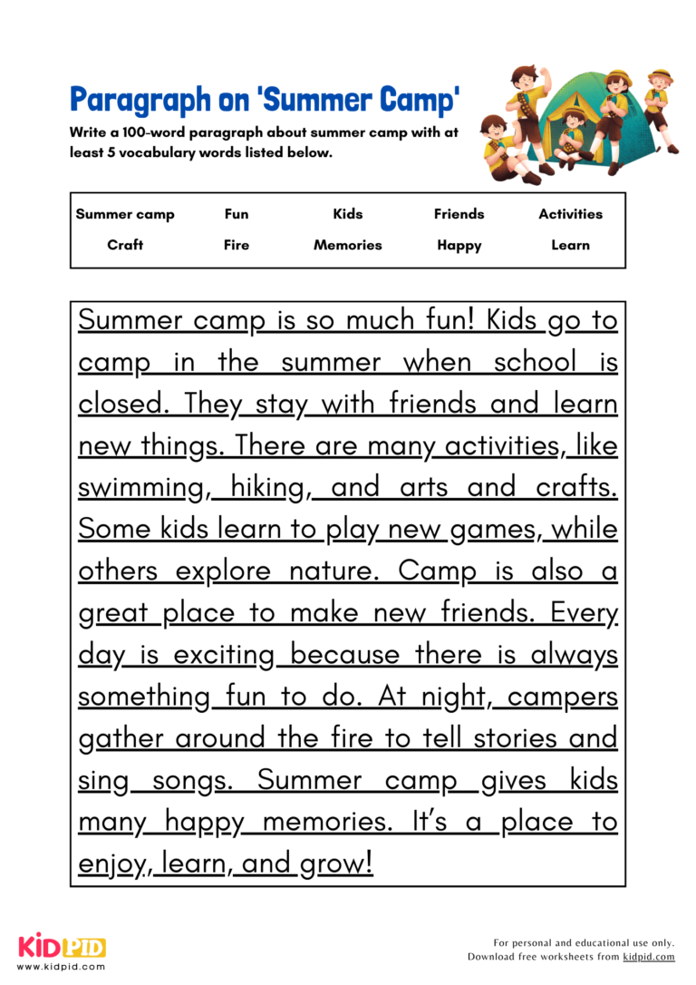 Paragraph on 'Summer Camp' - Kidpid