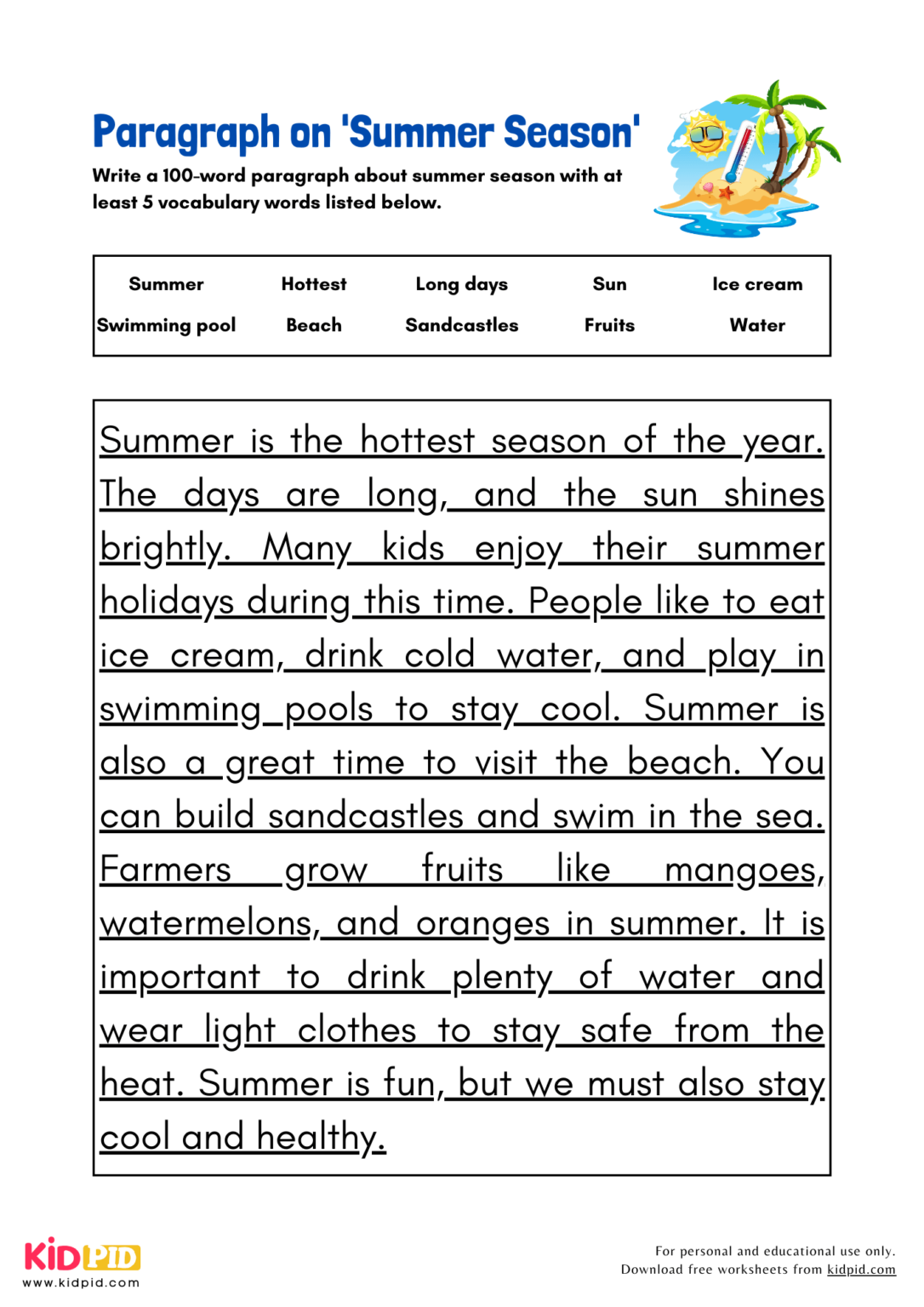 Paragraph on 'Summer Season' - Kidpid