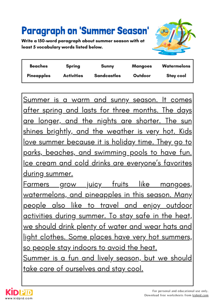 Paragraph on 'Summer Season' - Kidpid