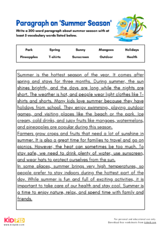 Paragraph on 'Summer Season' - Kidpid