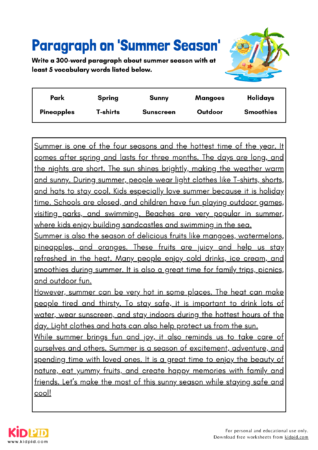 Paragraph on 'Summer Season' - Kidpid