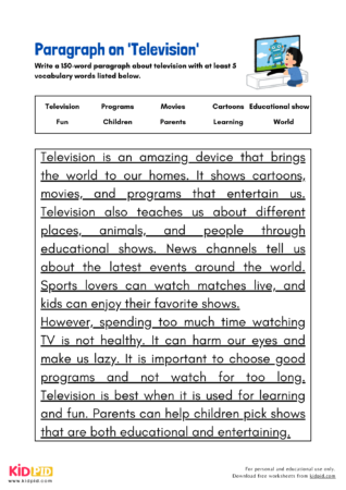 Paragraph on 'Television' - Kidpid