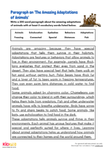 Paragraph on 'The Amazing Adaptations of Animals' - Kidpid