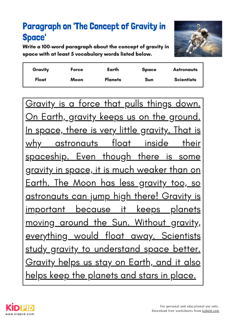 Paragraph on 'The Concept of Gravity in Space' - Kidpid