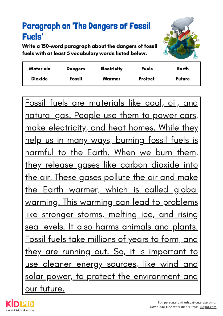 Paragraph on 'The Dangers of Fossil Fuels' - Kidpid