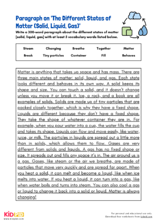 Paragraph on 'The Different States of Matter (Solid, Liquid, Gas)' - Kidpid