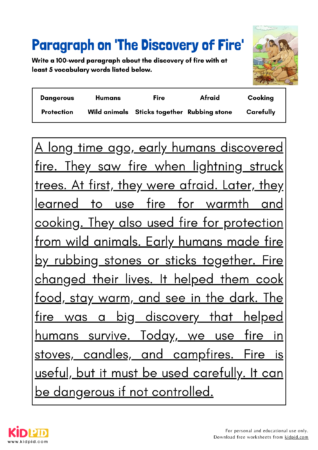 Paragraph on 'The Discovery of Fire' - Kidpid
