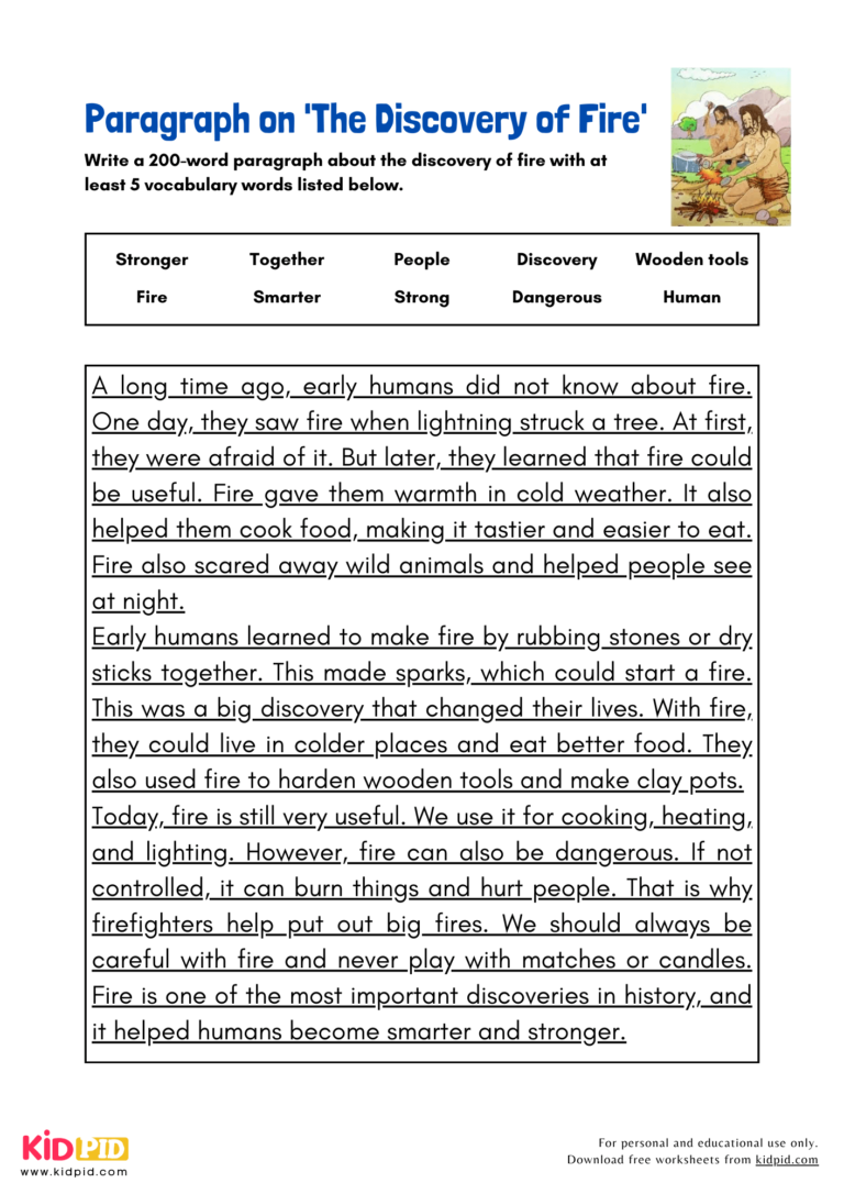 Paragraph on 'The Discovery of Fire' - Kidpid