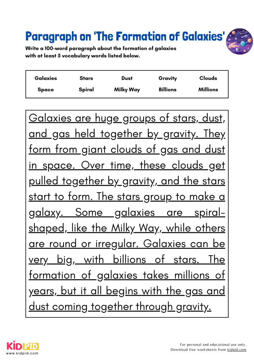Paragraph on 'The Formation of Galaxies' - Kidpid