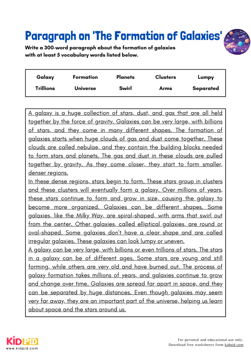 Paragraph on 'The Formation of Galaxies' - Kidpid