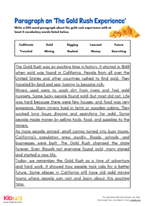 Paragraph on 'The Gold Rush Experience' - Kidpid