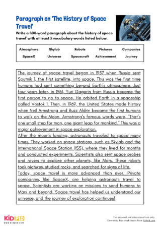 Paragraph on 'The History of Space Travel' - Kidpid