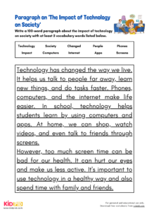 Paragraph on 'The Impact of Technology on Society' - Kidpid