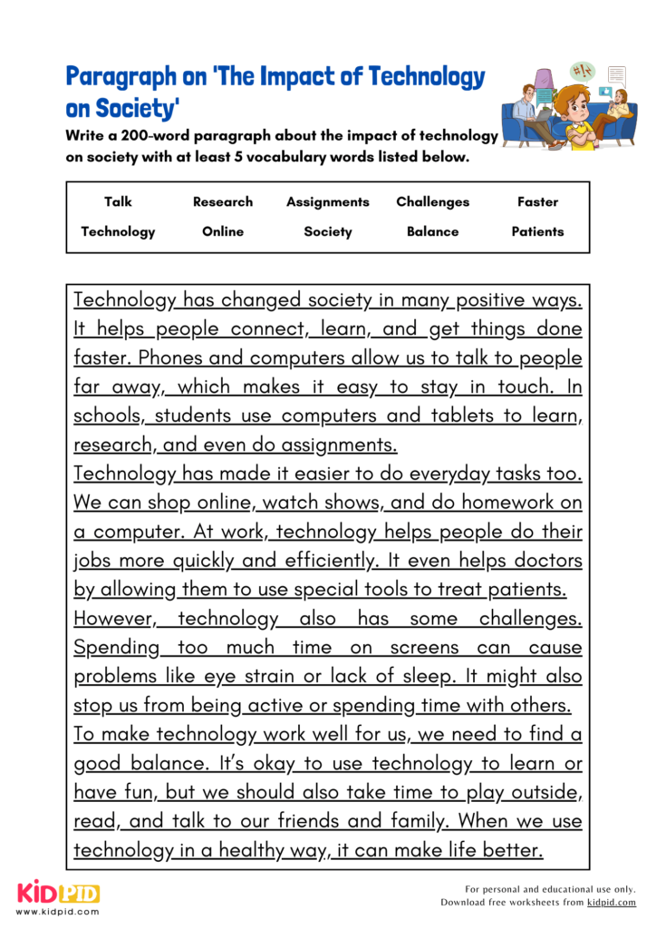 Paragraph on 'The Impact of Technology on Society' - Kidpid