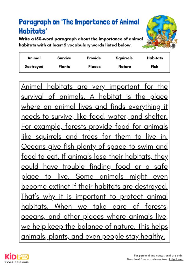 Paragraph on 'The Importance of Animal Habitats' - Kidpid