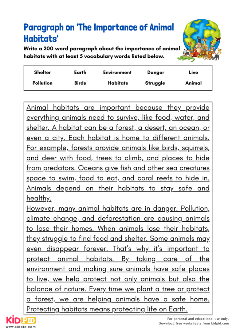 Paragraph on 'The Importance of Animal Habitats' - Kidpid