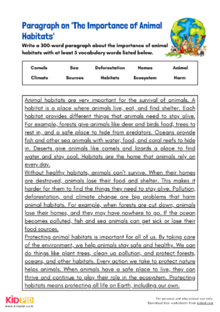 Paragraph on 'The Importance of Animal Habitats' - Kidpid