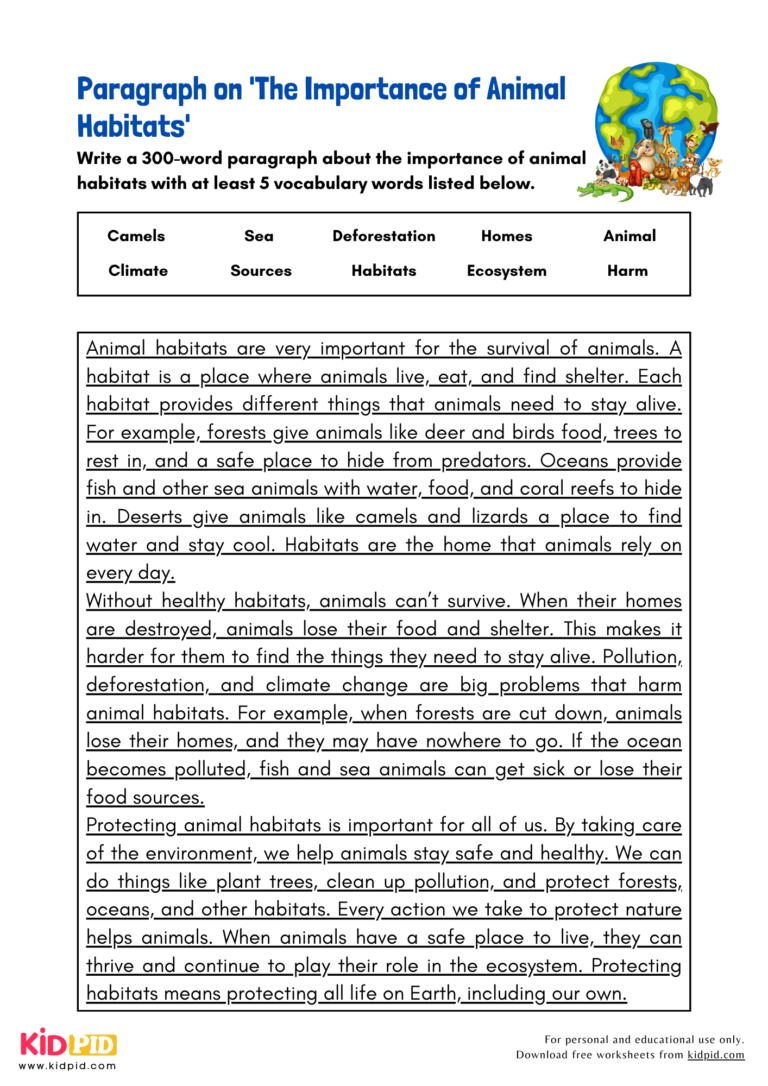 Paragraph on 'The Importance of Animal Habitats' - Kidpid