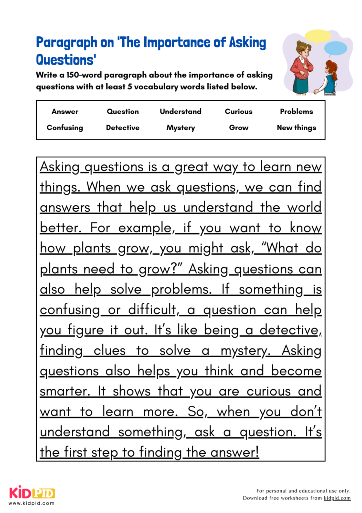 Paragraph on 'The Importance of Asking Questions' - Kidpid