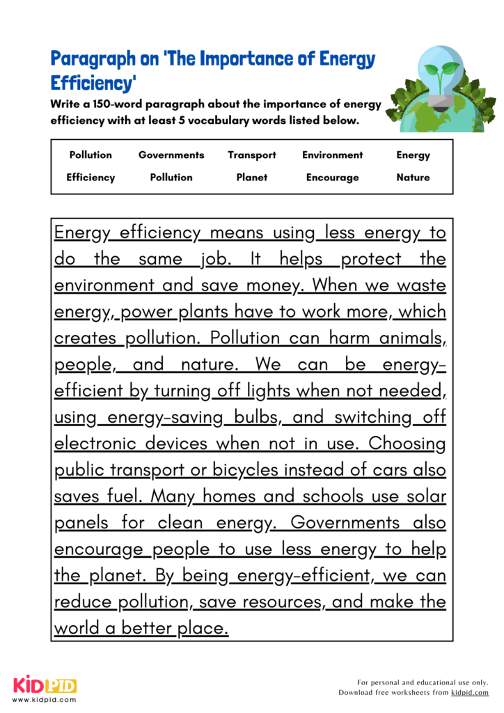 Paragraph on 'The Importance of Energy Efficiency' - Kidpid