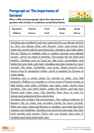 Paragraph on 'The Importance of Gardens' - Kidpid