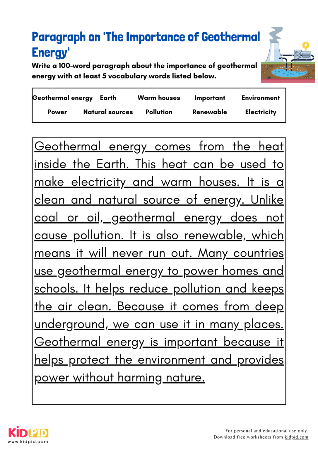 Paragraph on 'The Importance of Geothermal Energy' - Kidpid