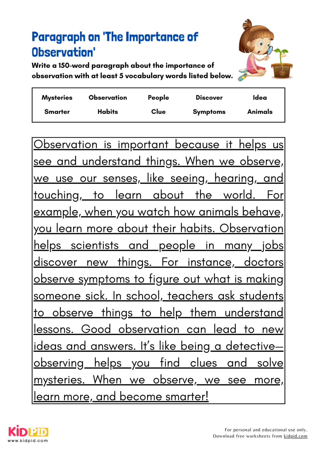 Paragraph on 'The Importance of Observation' - Kidpid