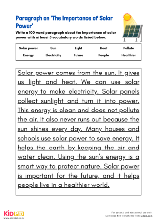 Paragraph on 'The Importance of Solar Power' - Kidpid