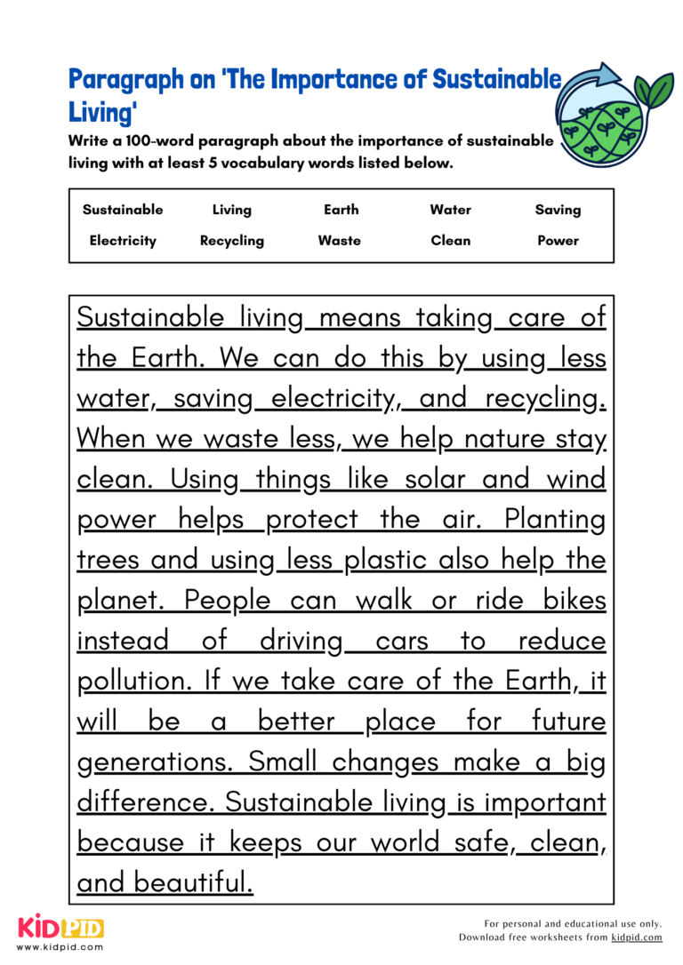Paragraph on 'The Importance of Sustainable Living' - Kidpid
