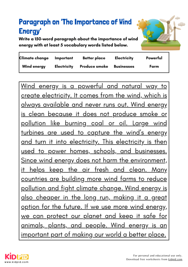 Paragraph on 'The Importance of Wind Energy' - Kidpid