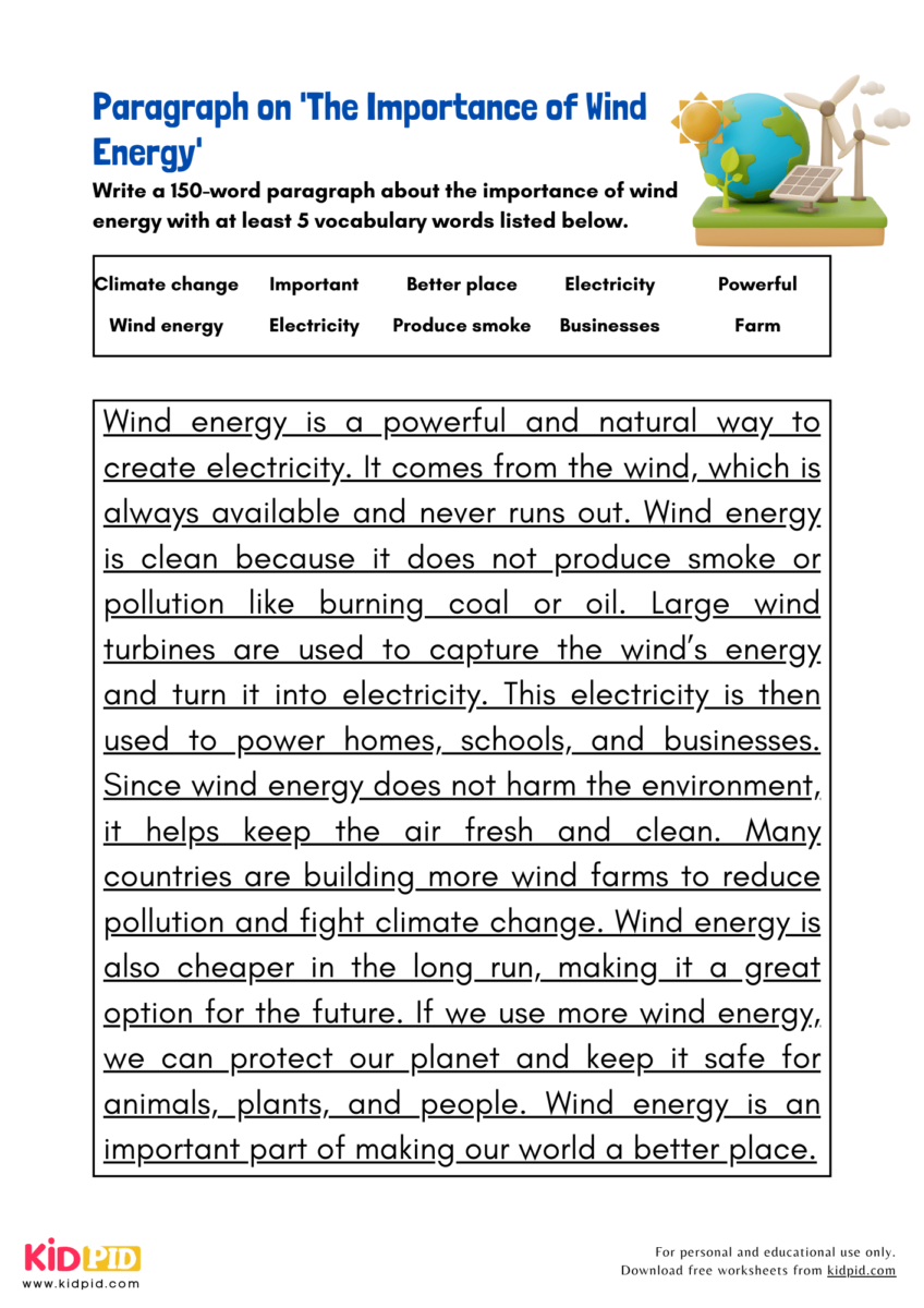 Paragraph on 'The Importance of Wind Energy' - Kidpid