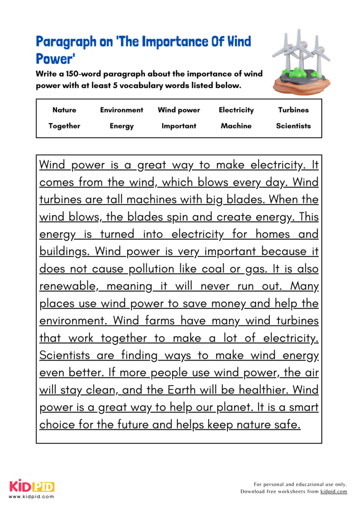 Paragraph on 'The Importance of Wind Power' - Kidpid