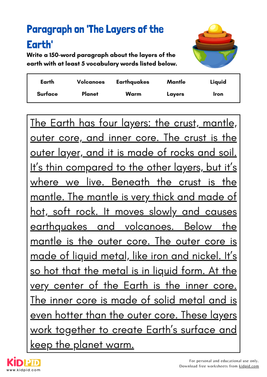 Paragraph on 'The Layers of the Earth' - Kidpid
