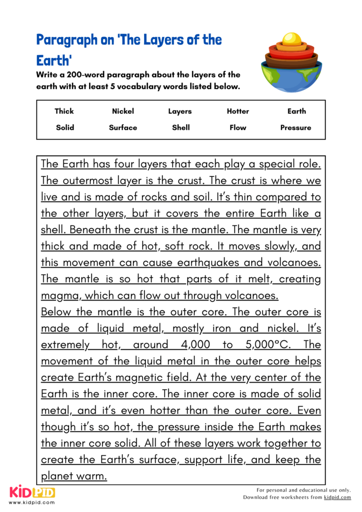 Paragraph on 'The Layers of the Earth' - Kidpid