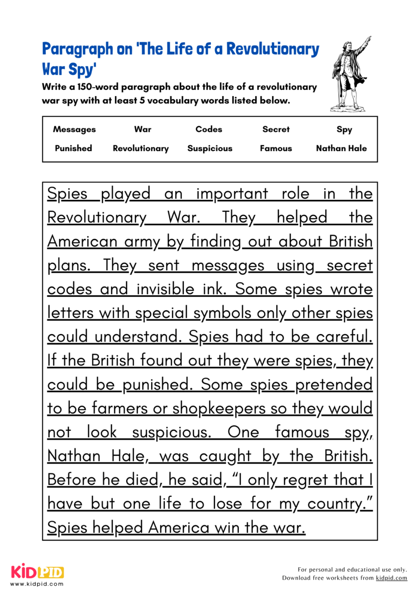 Paragraph on 'The Life of a Revolutionary War Spy' - Kidpid