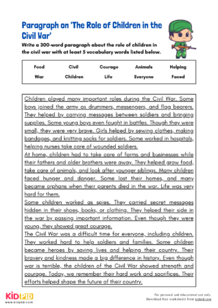 Paragraph on 'The Role of Children in the Civil War' - Kidpid